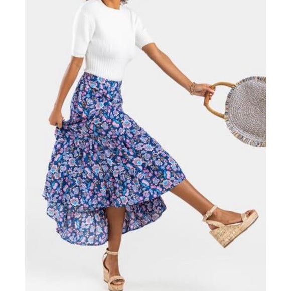 Francesca's Collections | Skirts | Francescas Blue Floral Maxi Skirt ...